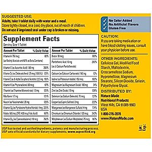 Nature Made Multivitamin For Him with No Iron, Men's Daily Nutritional Support, 90 Tablets, 90 Day Supply