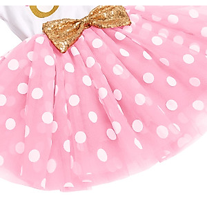 First Birthday Girl Outfit It’s My 1st Birthday Outfits Cake Smash Photo Props Baby Shower Christmas Outfit Pink Tutu Skirts Mouse Dress Toddler Summer Clothes Short Sleeve Tutu for Toddler 1 Year