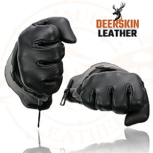 Milwaukee Leather Men's Gauntlet Motorcycle Hand Gloves- Deerskin Long Cuff with Snap Closure Thermal Lined-SH857 - Large