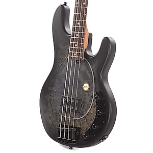 Sterling By MusicMan 4 String Bass Guitar, Right, Poplar Burl, Trans Black Satin (RAY34PB-TBKS-R2)