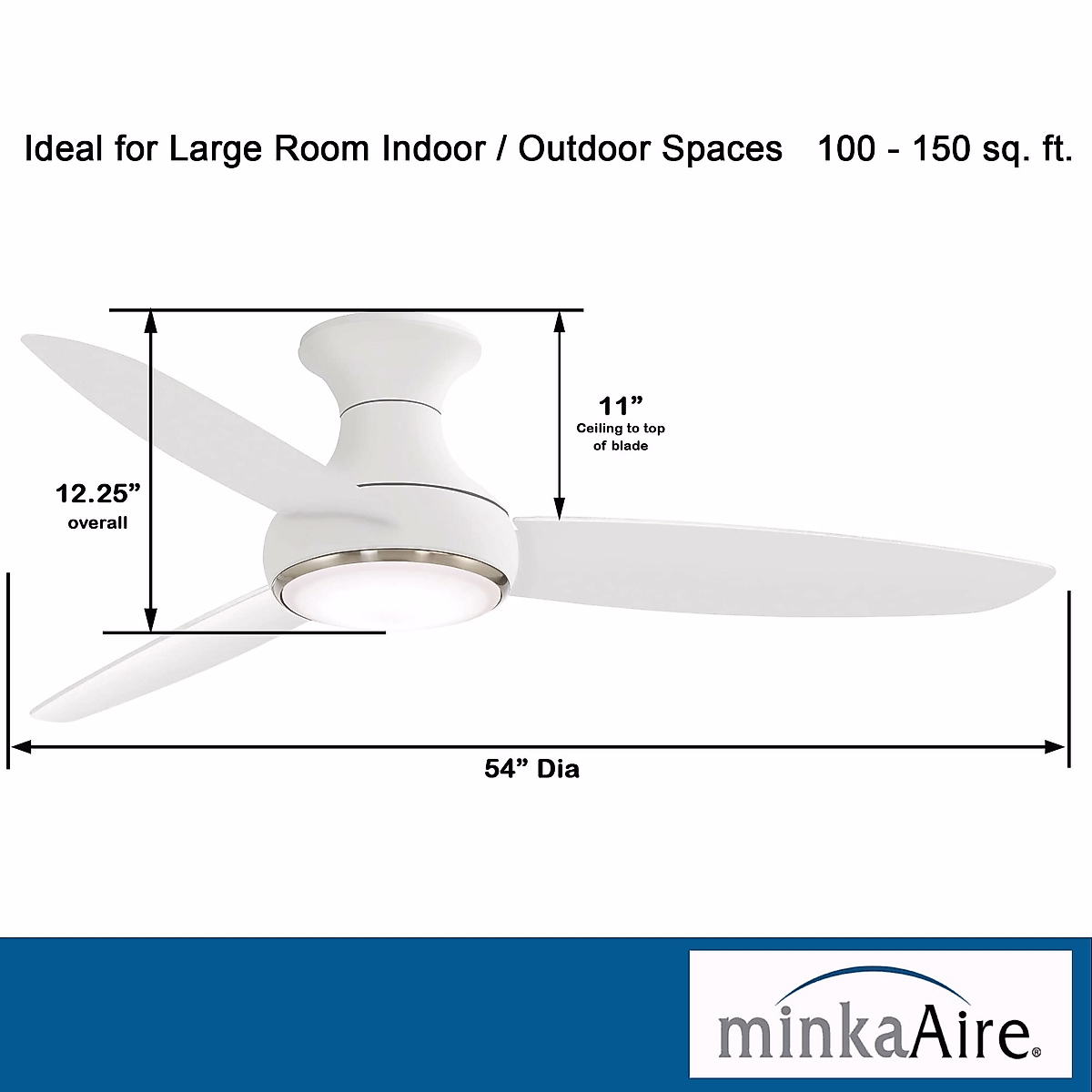 Minka-Aire F467L-WH Concept III 54" Hugger with LED Lights, White