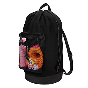Large Washable Laundry Bag Backpack for College, Heavy Duty 600D Oxford Cloth Drawstring Travel Laundry Bags for Dirty Clothes - Black