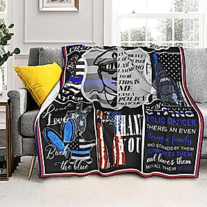 Gift for Police Blanket - Police Birthday Gift Flannel Policeman Officer Throw Blanket Super Soft Warm and Comfortable Gift Ideas for American Police Cop Stuff Decor 60"x50"