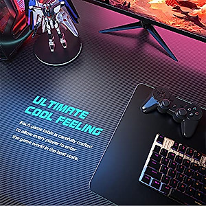 Foxemart Gaming Desk 47 inch PC Computer Desk, Home Office Desk Workstation, Professional Gaming Desk Table with Cup Holder & Headphone Hook