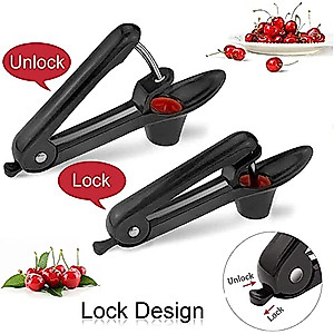 Cherry Pitter,Cherry Seed Remover Olives Pitter Tool, Cherries Corer Pitter Tool with Space-Saving Lock Design,Multi-Function Fruit Pit Remover for Making Cherry Jam ( Stainless Steel / Heavy-Duty)