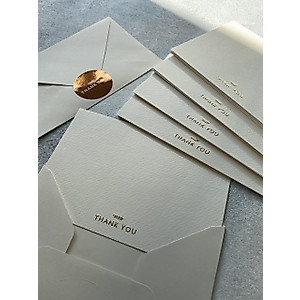 RUN2PRINT (36 Pack) Thank You Cards With Envelopes & Gift of 36 Foiled Stickers - Elegant Emboss Rose Gold Foil Pressed Blank Notes Wedding All Occasion Cards (Ivory)