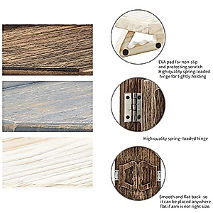 Vesuna Sofa Armrest Clip Tray Table, Sofa Couch Arm Rest Organizer, Sofa Arm Table, Cup Holder, Wooden Sofa Clip Tray for Drinks/Remote Control/Snacks, Rustic White