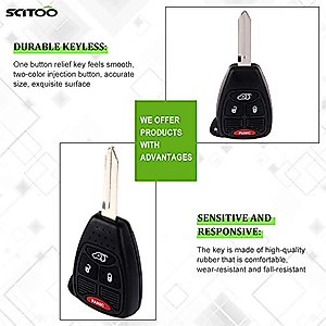 SCITOO Compatible fit for 2PCS Uncut Keyless Entry Remote Key Fob 4 Button Replacement for Jeep/for Dodge/for Chrysler Series OHT692713AA