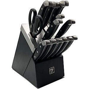 Henckels International Statement 14-pc Self-Sharpening Knife Block Set | 6 Steak Knives, Paring Knife, Santoku Knife, Bread Knife, Chef’s Knife, & More