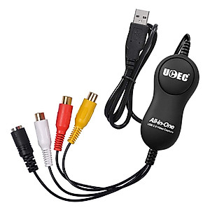 UCEC USB 2.0 Video Capture Card Device, VHS VCR TV to DVD Converter for Mac OS X PC Windows 7 8 10 11
