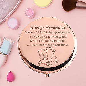 KEYCHIN Beauty Fairy Movie Pocket Mirror Princess Fans Gifts Always Remember You are Braver Stronger Smarter Than You Think Compact Mirror for Women Girls Teenagers (Beauty Mirror-RG)