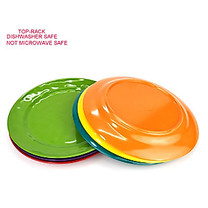 KX-WARE Melamine Plates Set of 6, 8-inch 100% Melamine Salad Plates for Everyday Use, Break-resistant and Lightweight, Multicolor