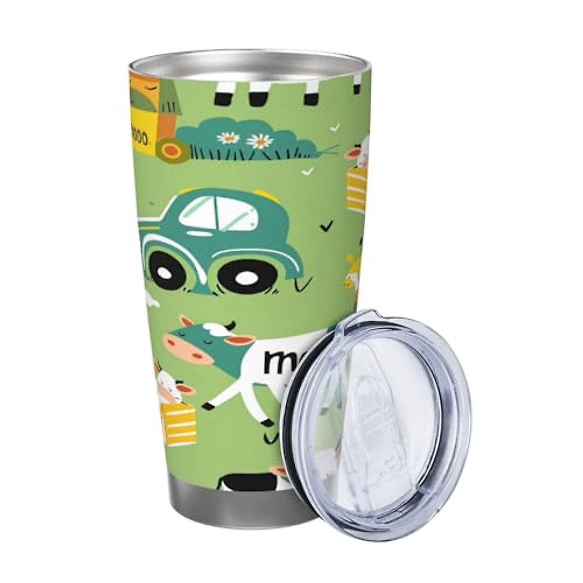 AYCZN Cartoon Cow 20 OZ Tumbler Stainless Steel Travel Coffee Mug, Moo Insulated Water Bottle with Lid Leakproof Thermal Cup