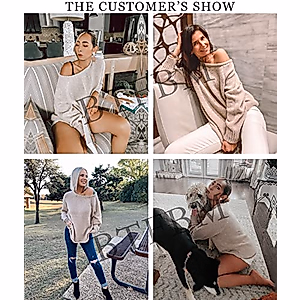 BTFBM Women Casual Long Sleeve Fall Sweaters Crew Neck Solid Color Soft Ribbed Knitted Oversized Pullover Loose Fit Jumper(Solid Apricot, Large)