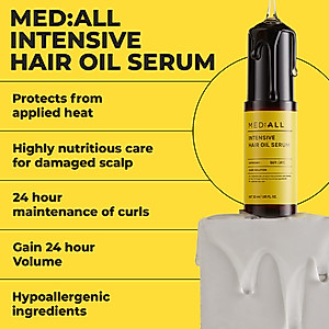 MEDIALL Hair Treatment | Intensive Oil Serum for Men & Women with Dry, Damaged Hair Growth | Breakage Repair, Frizz Ease & Smoothing (Pack of 1, 1.85 Fl oz.)