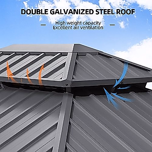 PURPLE LEAF 12' x 16' Hardtop Aluminum Gazebo with Double Metal Roof Heavy Duty Permanent Gazebo for Patio Deck Lawn Garden All Weather Outdoor Pavilion Gazebo, Light Grey