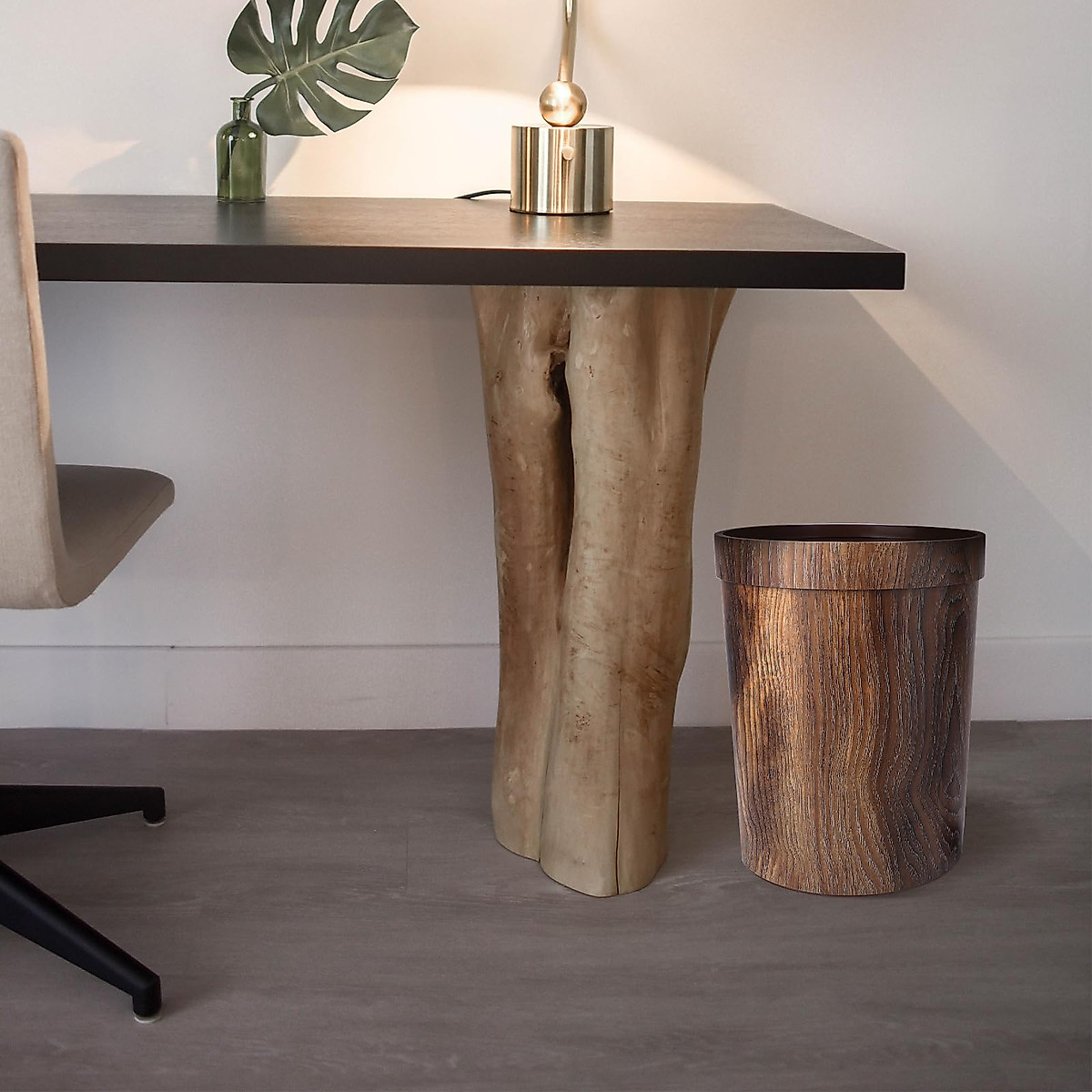 BESTOYARD Wood Trash Can Wood Grain Garbage Can Plastic Kitchen Trash Can Rubbish Can Rustic Recycling Bin Wastebasket Container for Bedroom Bathroom