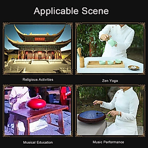 Steel Tongue Drum 15 Note 14 Inch Harmonic Tank Drum Handpan Drum Meditation Yoga Zen with Mallets Travel Bag for Beginner Music Lovers Gift (Color : Black)