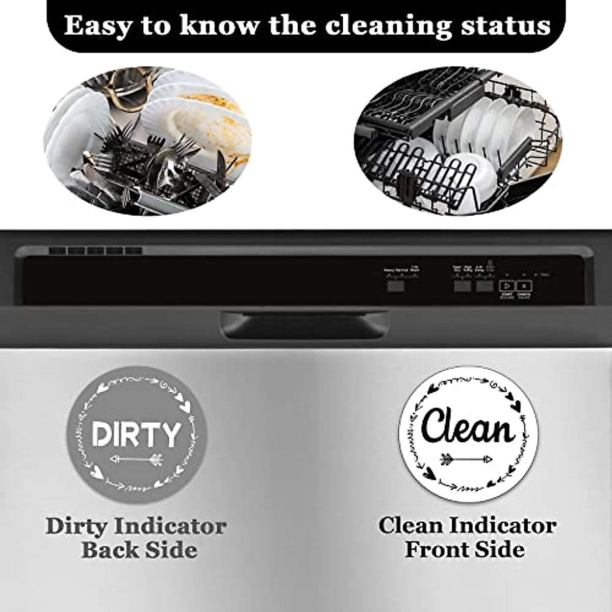 Dirty Clean Dishwasher Magnet,Dishwasher Magnet Clean Dirty Sign Magnet for Dishwasher Dish Bin That Says Clean or Dirty Dish Washer Refrigerator for Kitchen Organization and Storage Necessities