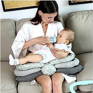 Multi-Function Breastfeeding Pillow Maternity Nursing Pillow- with Multiple Angle-Altering Layers Make Your Breastfeeding Easier, Gray