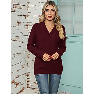 Ivicoer Collared Sweaters for Women V Neck Pullover Ladies Knitted Long Sleeve Tops Casual Fall Winter Polo Trendy