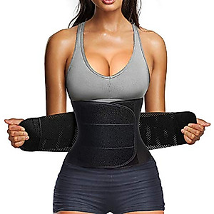 Nebility Women Waist Trainer Belt Tummy Control Waist Cincher Trimmer Sauna Sweat Sport Girdle Slim Belly Band (2XL, Black)