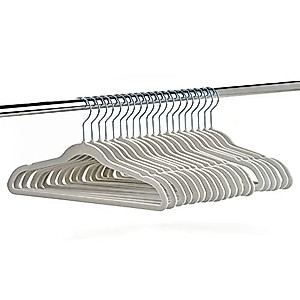 Concepts Pack of 18 Baby Hangers in Gray Velvet with Silver Hooks