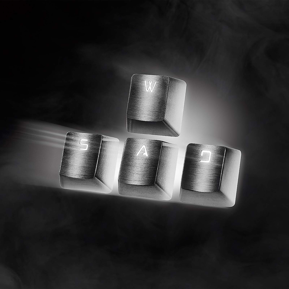 Hallsen Metal Keycaps Mechanical Gaming Keyboard WASD Keycaps for FPS & MOBA, Upgraded Stainless Steel Custom 60% Keycaps Kit with Key Puller for Mechanical Keyboard Cherry Mx Switches (Silver)