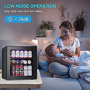 Havato Beverage Refrigerator, 70 Can Mini Fridge with Glass Door, 1.6 Cu.ft Small Beer Fridge Adjust Temperature Freestanding, Deal for Home & Office