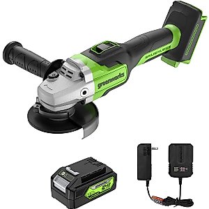 Greenworks 24V Angle Grinder Brushless Cordless, 4-1/2-Inch, with 4AH Battery and 2A Charger