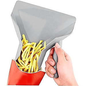 Multipurpose Scooper: Gray French Fry Scoop Chip Popcorn Bagger & Ice Candy Desserts Scoop – Commercial Fry Bagger with Right Handle for Snacks and More