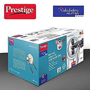 Prestige Nakshatra Alpha Svachh Stainless Steel Induction Base 2 Liter Pressure Cooker with Deep Lid for Spilage Control