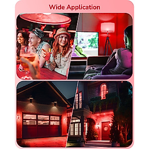 EDISHINE 4 Pack Red Light Bulbs, A19 LED Light Bulb 60W Equivalent, E26 Medium Base, 9W, Red Lights for Bedroom, Christmas Decoration, Porch, Garden, Home Lighting, Non-dimmable, ETL Listed