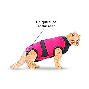 MAXX CAT E Collar Alternative Medical Pet Clothing Recovery suit for Cats After Surgery Wear Wound Bandage Protection Anti Anxiety Body Wrap (S, Pink)
