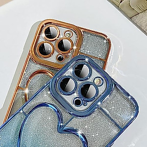 Yeddabox Compatible with iPhone 14 Pro Max Case Heart Phone Case Cute Bling Plating Soft Shockproof Full Camera Protection Bumper Phone Cases for iPhone 14 Pro Max Women Girls Case 6.7" - Glod