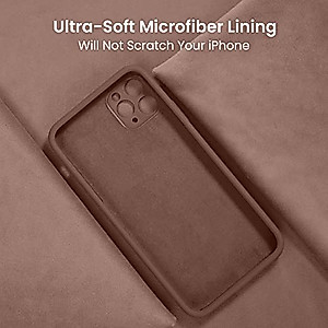 Cordking iPhone 11 Pro Max Case, Silicone [Square Edges] & [Camera Protecion] Upgraded Phone Case with Soft Anti-Scratch Microfiber Lining, 6.5 inch, Light Brown