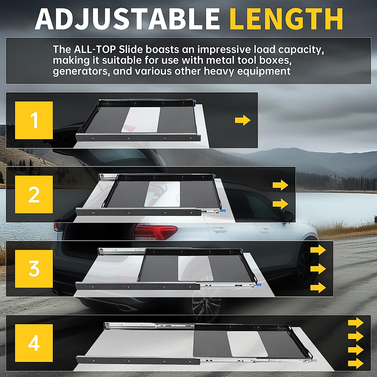 KUAFU Fridge Slide Compatible with 28 to 65L Fridges/Coolers, Universal Portable Vehicle Refrigerator Freezer Slide Mount, W/4 Buckle Straps, 280 LBS