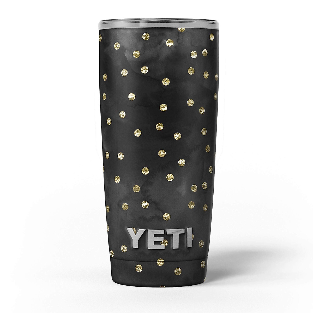 Design Skinz Black Watercolor and Gold Glimmer Polka Dots - Skin Decal Vinyl Wrap Kit Compatible with The Yeti Rambler Cooler Tumbler Cups
