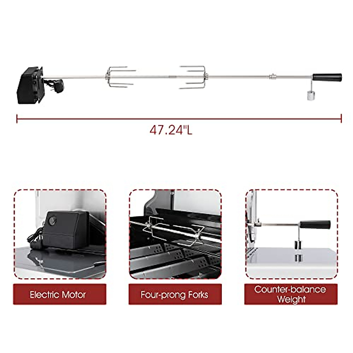 Royal Gourmet 5-Burner Propane Gas Grill with Side Burner, Stainless Steel Barbeque Grills, Silver, GA5404S