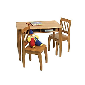 Lipper International Child's Rectangular Table and Curved Leg Chairs, Set of 3, Pecan