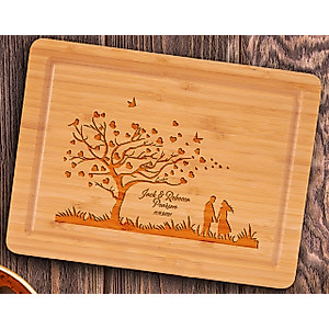 Family Love Tree Personalized Cutting Board, Custom Couple Names cutting board, Laser engraved Chopping board for Wedding, anniversary, Mother's Day gift