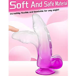 7.9 inch Realistic Dragon Dildo, G Spot Clear Dildo with Strong Suction Cup for Hands-Free Play, Anal Dildo for Vaginal Stimulaton, Adult Sex Toy for Beginner, Women and Couples