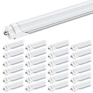CNSUNWAY 8FT LED Bulbs, 45W 5400LM 6000K Super Bright, FA8 Single Pin LED Light Tube, Frosted Cover, Ballast Bypass, F96T12 Fluorescent Light Bulbs Replacement, ETL Listed (25-Pack)
