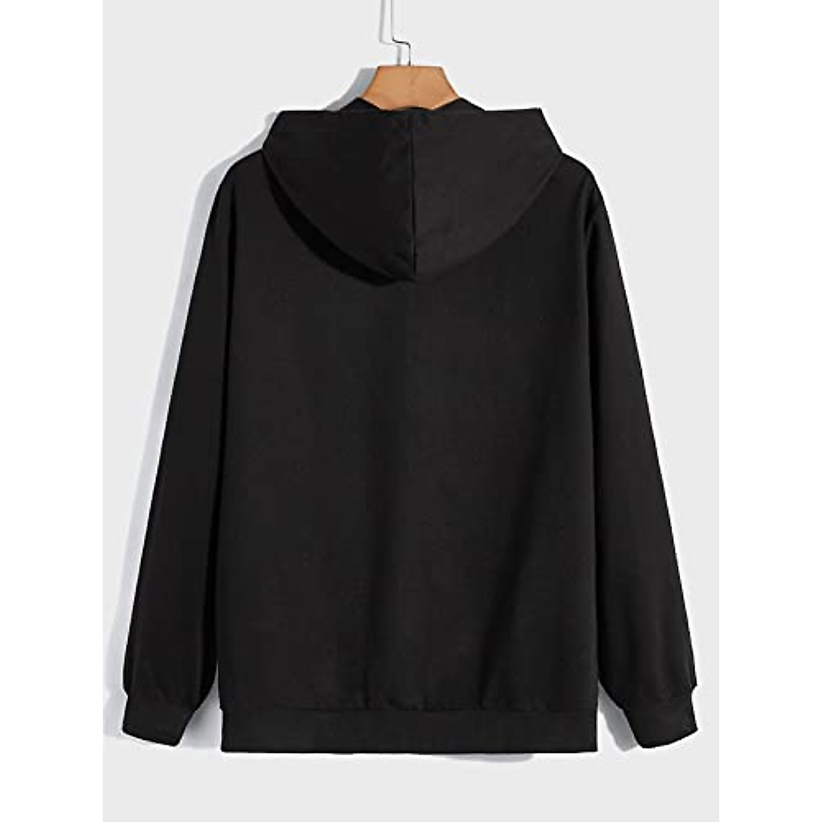 SheIn Men's Graphic Long Sleeve Hoodies Zip Up Drawstring Hooded Sweatshirt Jacket Black S