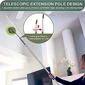 Wall Mop Wall Cleaner with 66” Long Handle, 15°Labor-Saving Elbow Baseboard Cleaner Tool, Microfiber Ceiling Dust Mop Duster Washer Cleaning Brush for Wall, Floor, Window