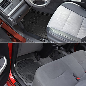 BDK Floor Mats, 4-Piece All-Weather Car Mat with Universal Fit Design, Durable Rubber Car Floor Mats with Capture Ridges, Waterproof for Cars Trucks SUV (Black)