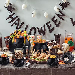 DIYDEC 6 in 1(8.5", 5.5", 4pcs 2.8") Package Halloween Large Cauldron, Black Plastic Witch Cauldron Kettle Halloween Pot Candy holder for Halloween & St. Patrick’s Day Party Party Favors Decor