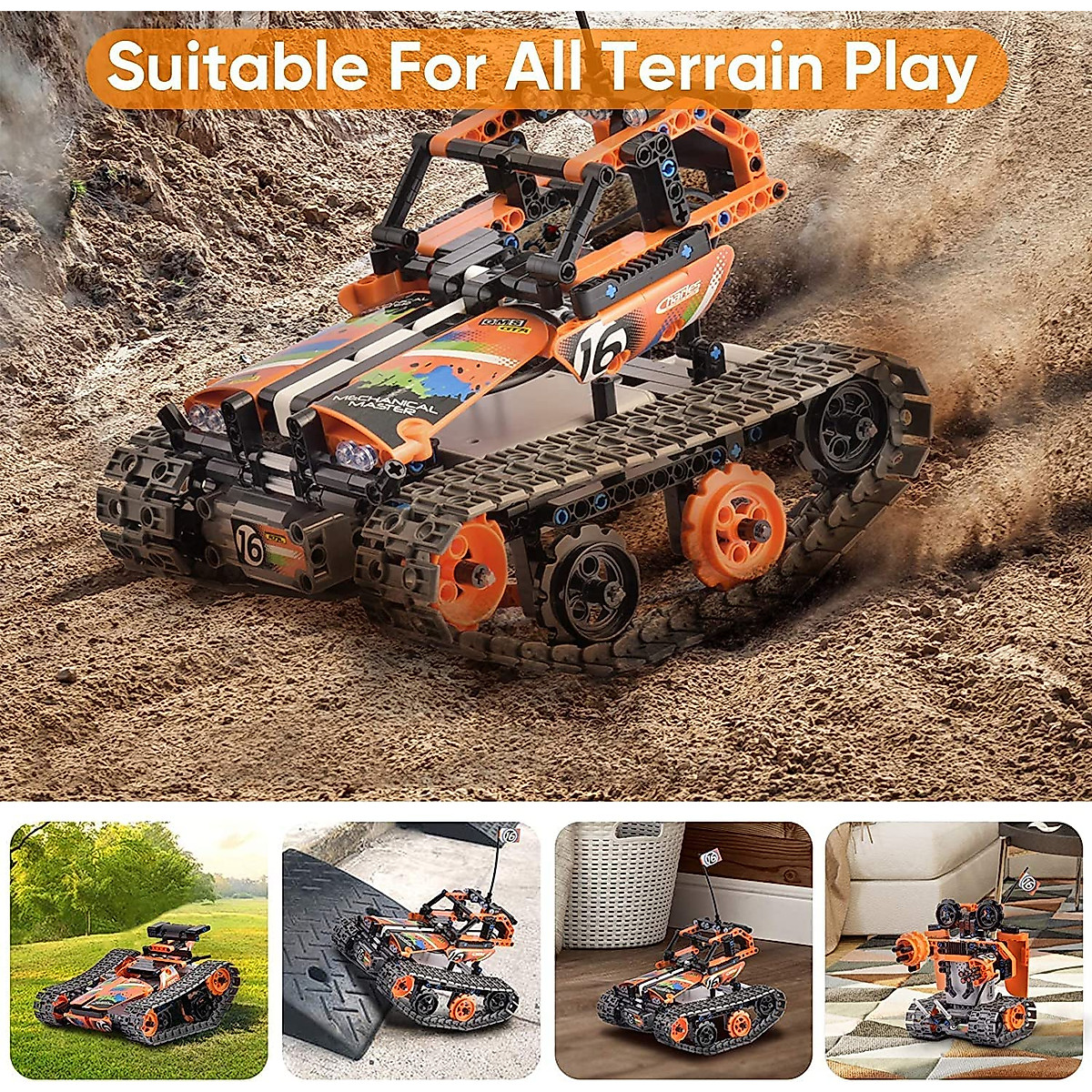 Remote Control Monster Truck DIY Building Set – RC Toy for Kids Science Learning, DIY Educational Gift Set for Age 6 7 8 9 10 11 12+ Boys & Girls, 3 in 1 Variable Stunt Modes - 392 Pcs Set