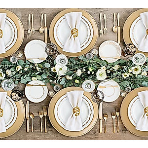 MAONAME 13" Gold Charger Plates, Round Chargers for Dinner Plates, Plastic Beaded Plate Chargers for Dinner Plate, Table Setting, Wedding, Set of 6