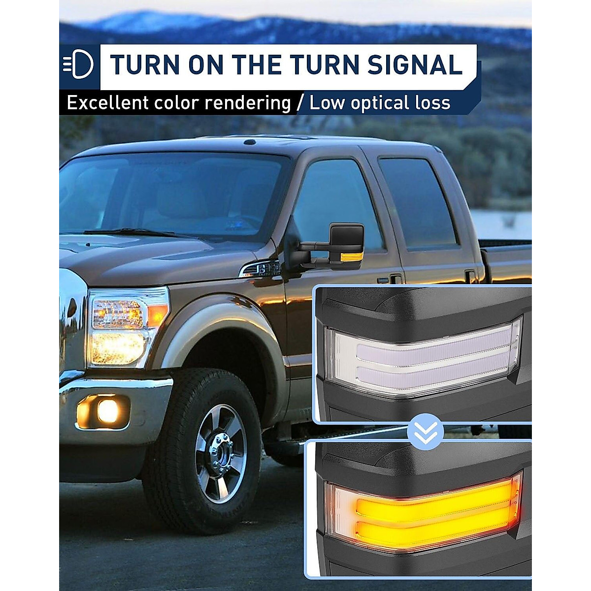 ECCPP Tow Mirrors Towing Mirrors Compatible with 1999-2002 for Chevy Silverado for GMC Sierra Pickup with Left Right Side Power Control Heat LED Turn Signal Running Clearance Light with Black Housing